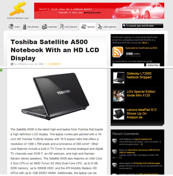 [해외보도] 도시바, 플랫 스크린 노트북 '새틀라이트 A500' 출시